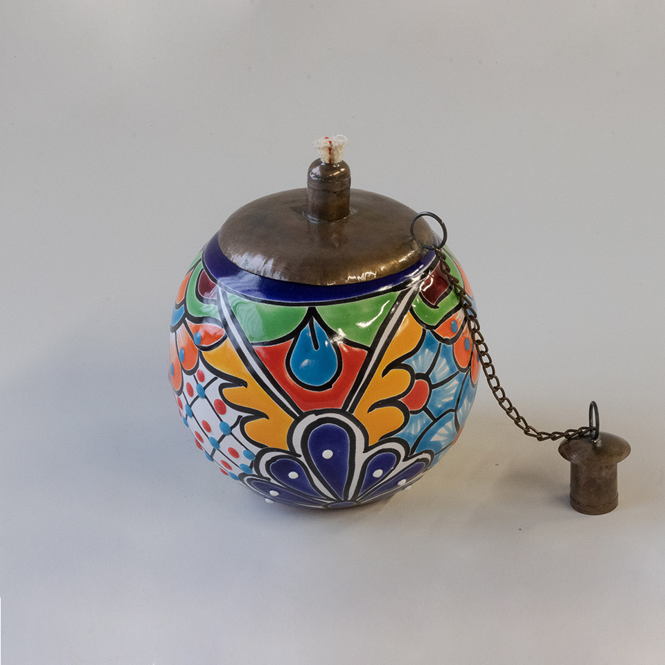 Esperanza|Olielamp-Dolores-handbeschilderd-uniek-Mexico-tuin-balkon